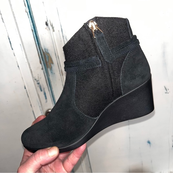 CROCS | Shoes | Nwt Crocs Black Suede Leigh Wedge Bootie | Poshmark